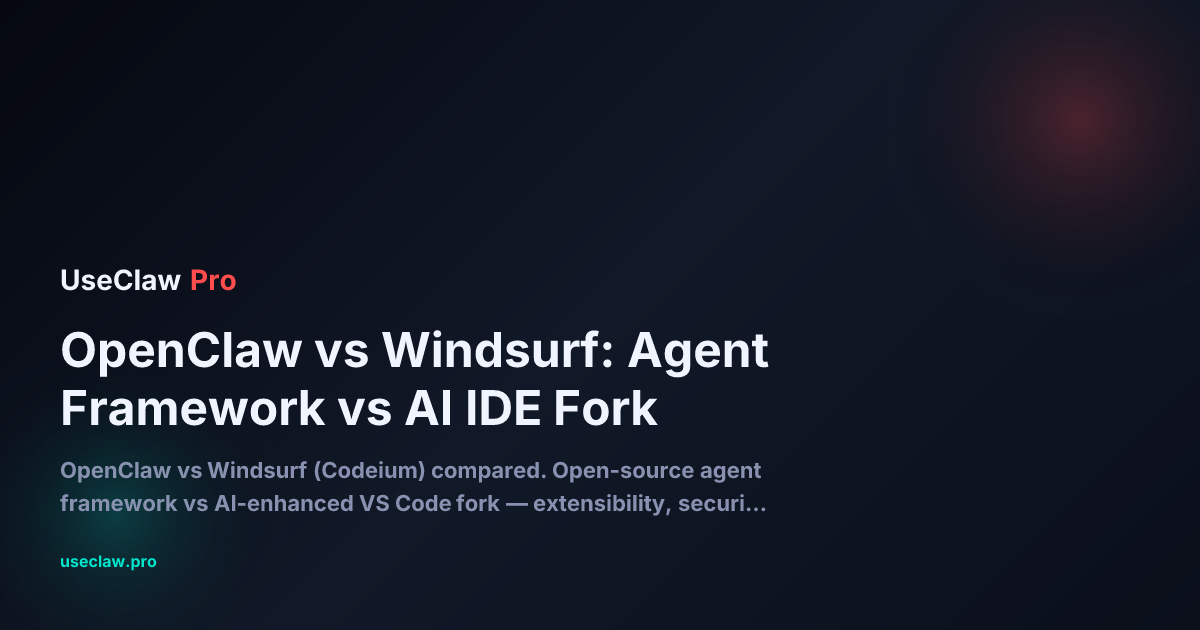 OpenClaw vs Windsurf: Agent Framework vs AI IDE Fork | UseClawPro